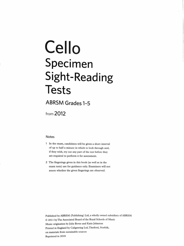 Cello Sight Reading | PDF Cello Sight Reading | PDF