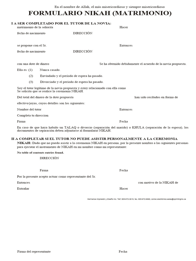 Nikah Form PDF | PDF | Matrimonio | Matrimonio, Sindicatos Y Alianzas