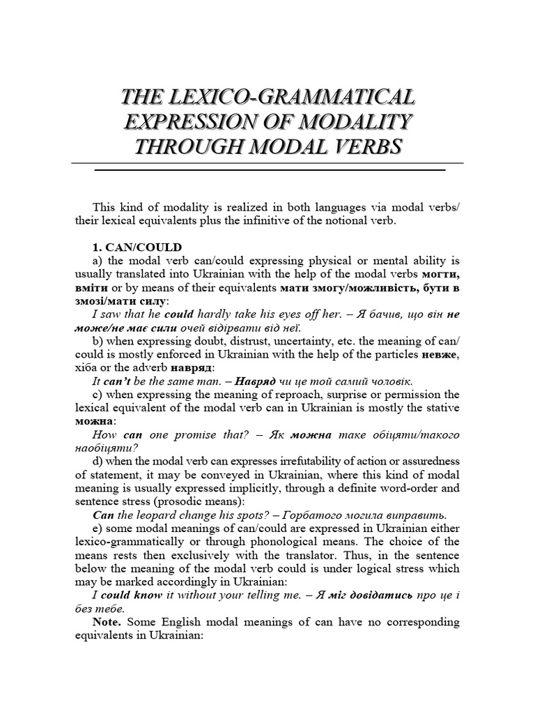 Translation of Modal Verbs | PDF | Verb | Linguistics