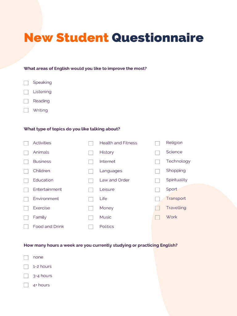 new-student-questionnaire | PDF