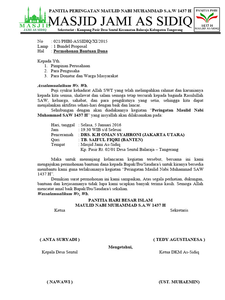 376792589 Surat Permohonan Danan Dan Proposal Acara Maulid Nabi ...