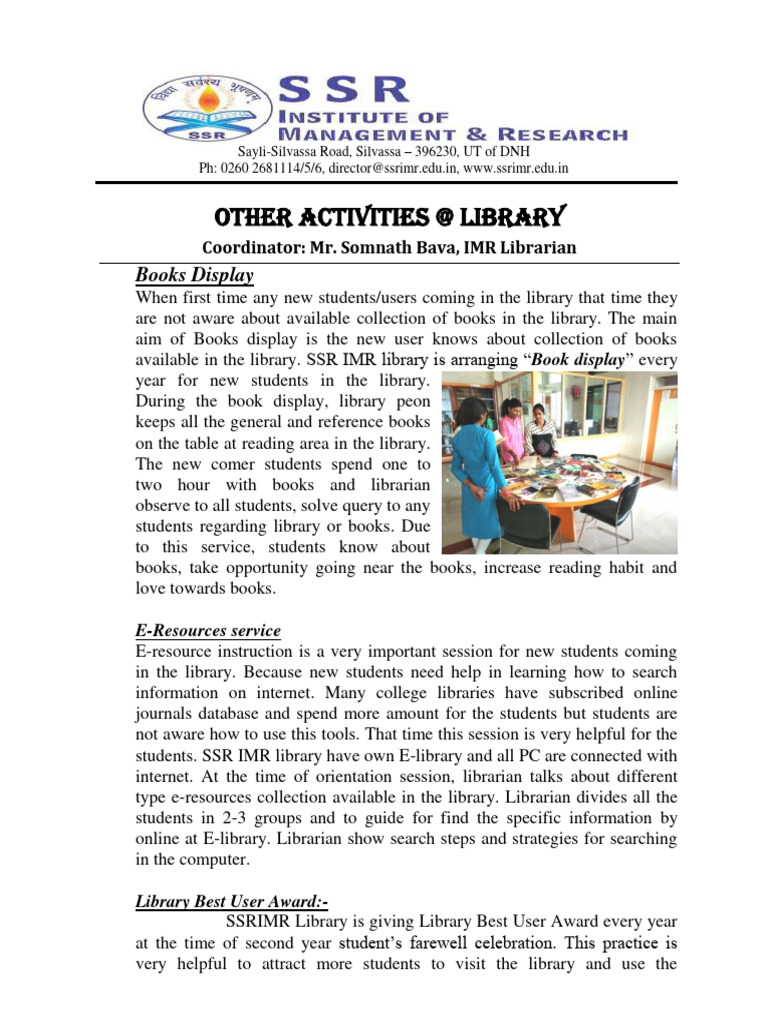 Other Activities | PDF | Libraries | Computing