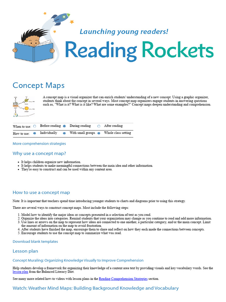 Concept Maps - Classroom Strategies - Reading Rockets | PDF | Reading ...