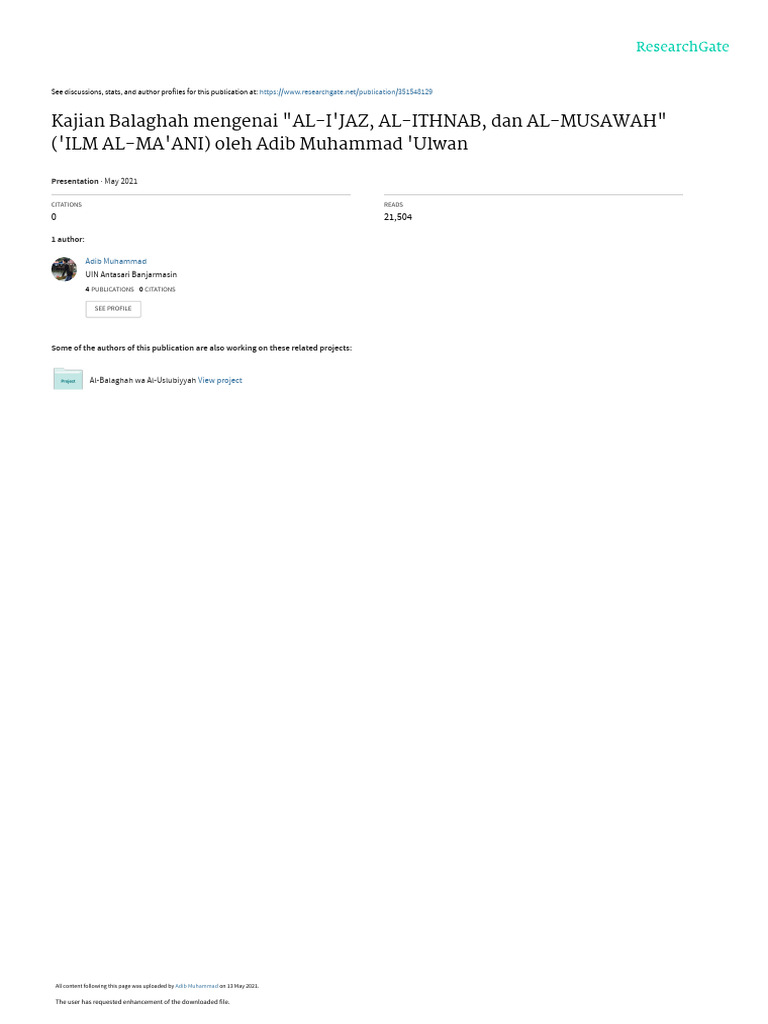 Kajianal Ijazal Ithnabdanal Musawah | PDF | Agama & Spiritualitas