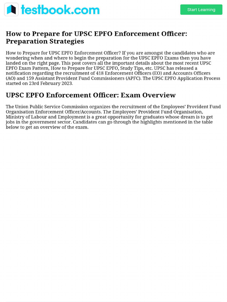 How To Prepare For UPSC EPFO Enforcement Officer - Preparation ...