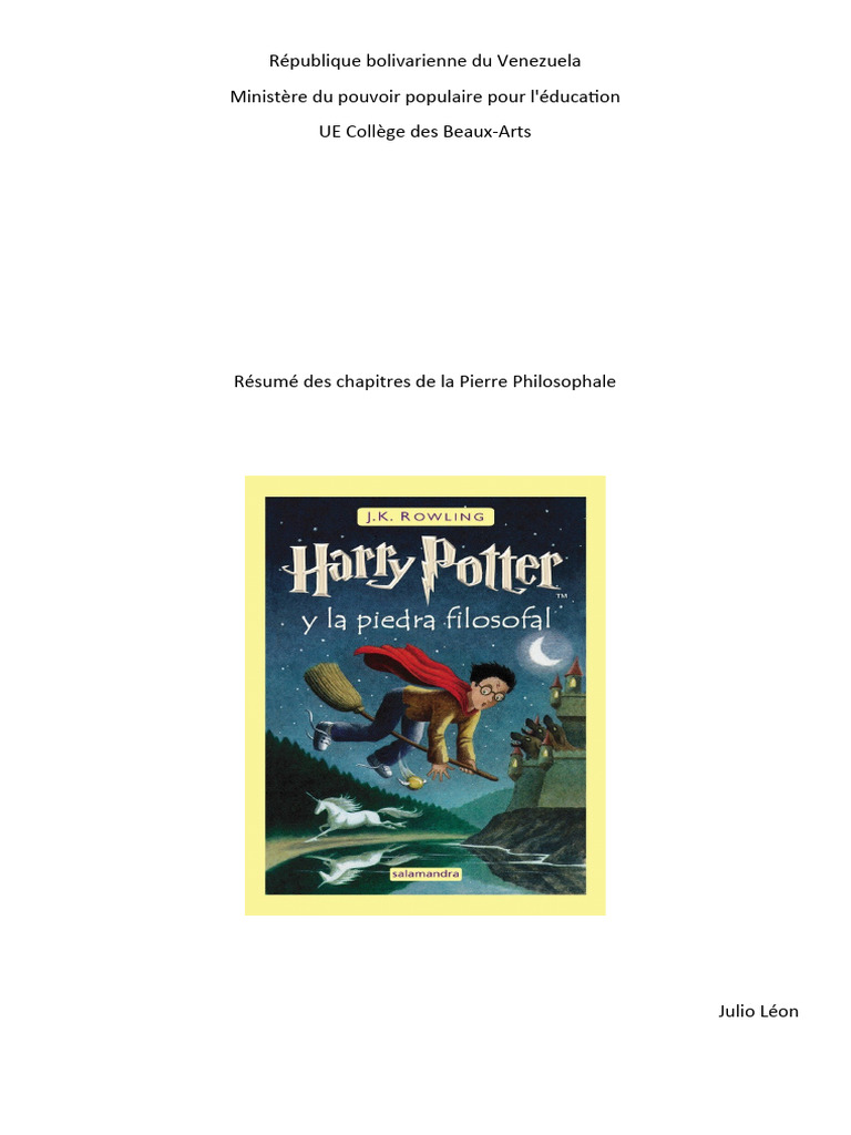 Résumé de Harry Potter à l'école des sorciers | PDF | Harry Potter ...