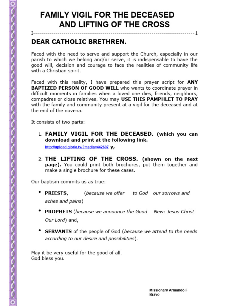 RAISING THE CROSS of A DECEASED 9 Days After Death or On The First ...