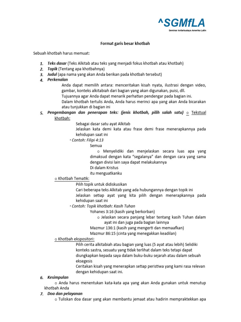 Format Garis Besar Khotbah | PDF