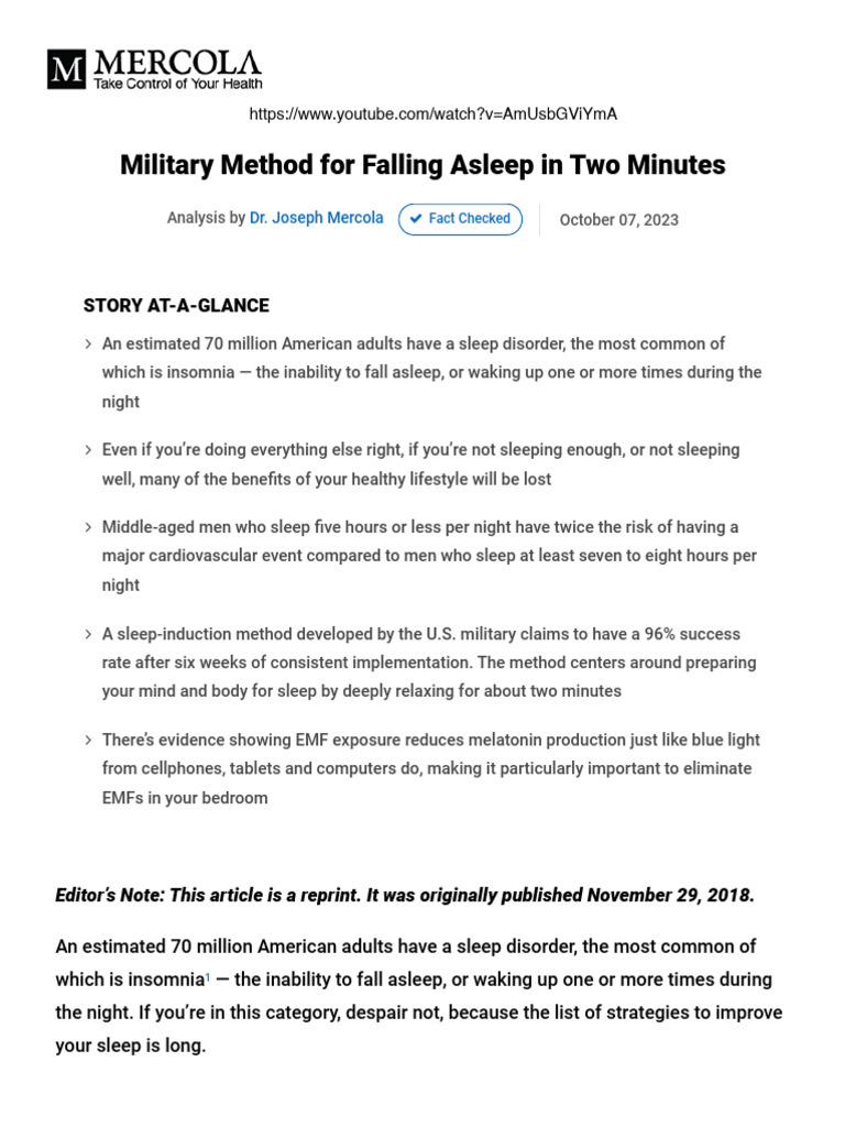 MERCOLA Military Method For Falling Asleep PDF | PDF | Sleep | Sleep ...