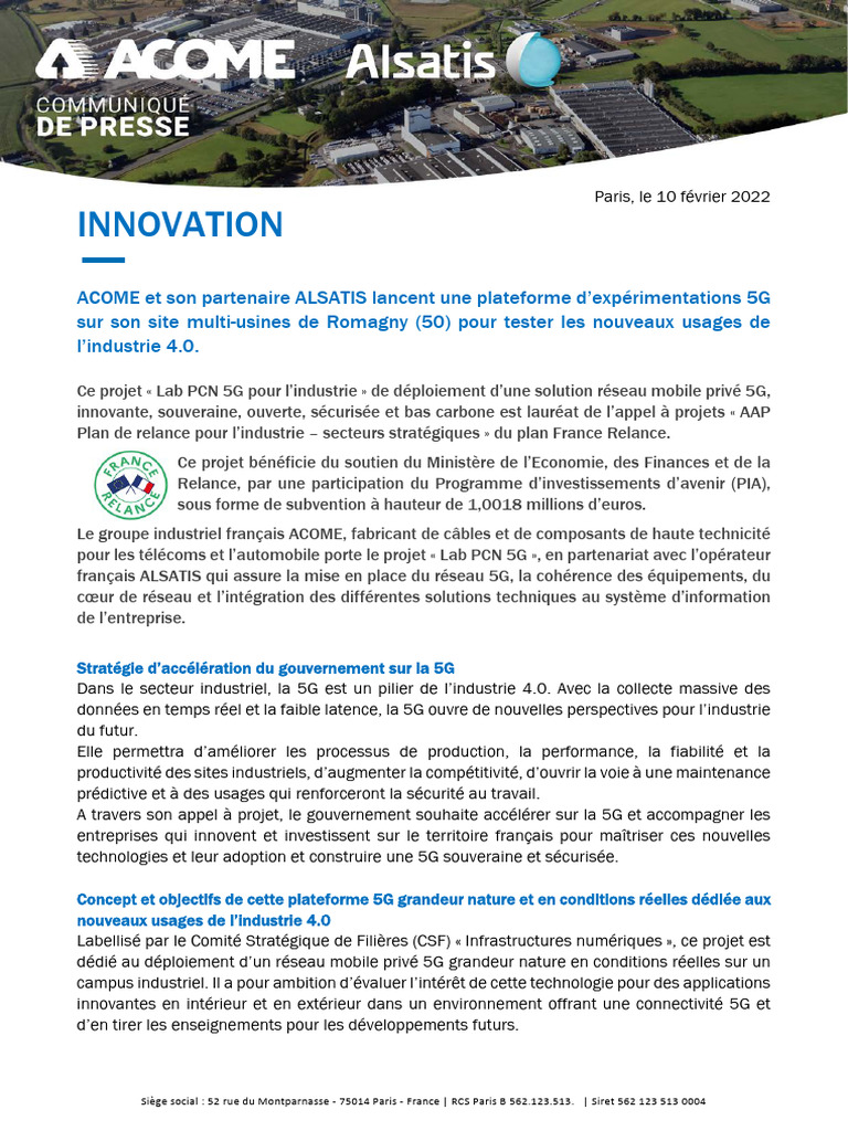Acome Alsatis CP 10022022 | PDF | Business | Informatique