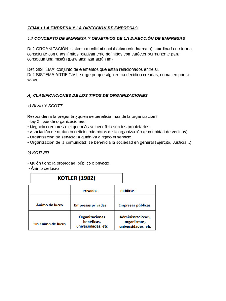 TEMA 1 LA EMPRESA Y LA DIRECCIÓN DE EMPRESAS | PDF | Business | Iniciativa empresarial