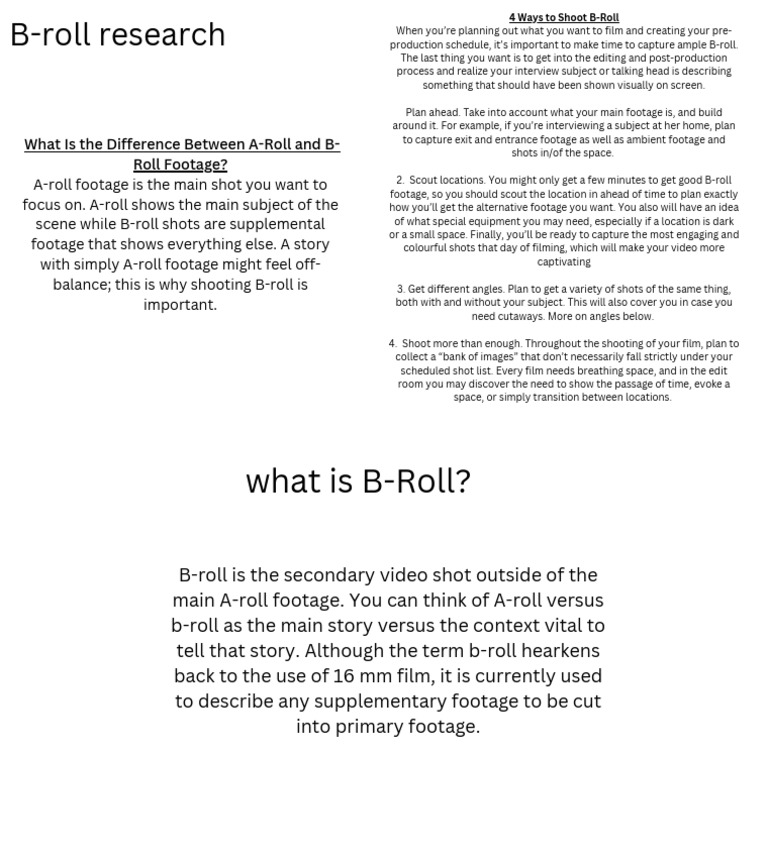 B-Roll Research | PDF