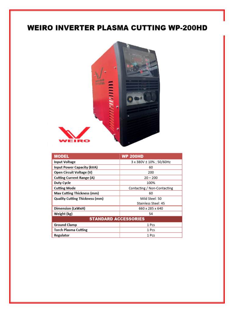 Weiro Plasma Cutting WP 200 | PDF