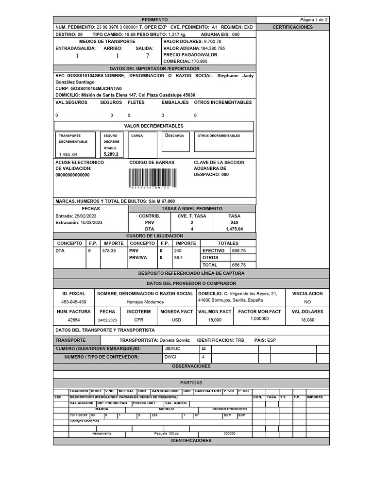 Pedimento 2 | PDF