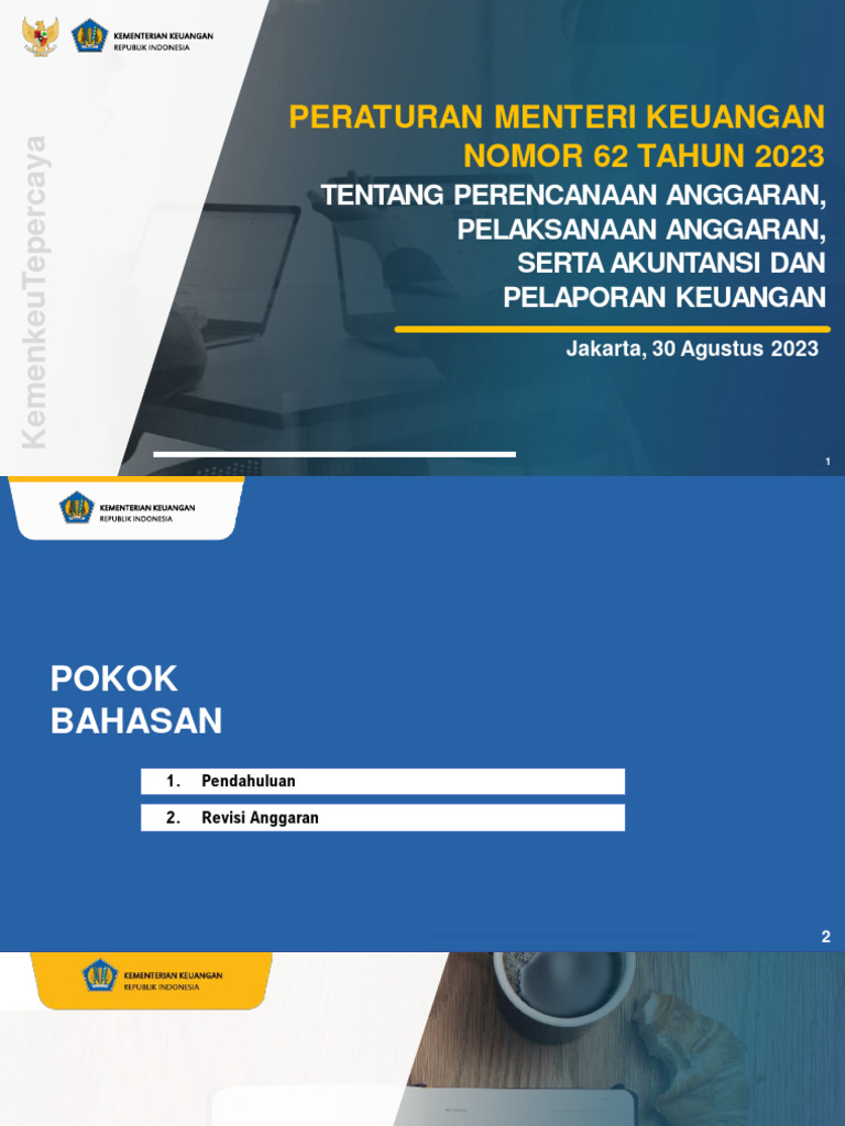 Materi AP Corner PMK 62 2023 - Revisi Anggaran Kewenangan DJA | PDF ...