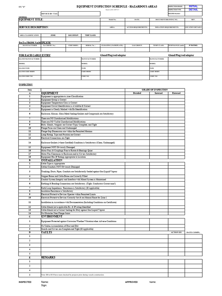 Exd Inspection Sheet | PDF
