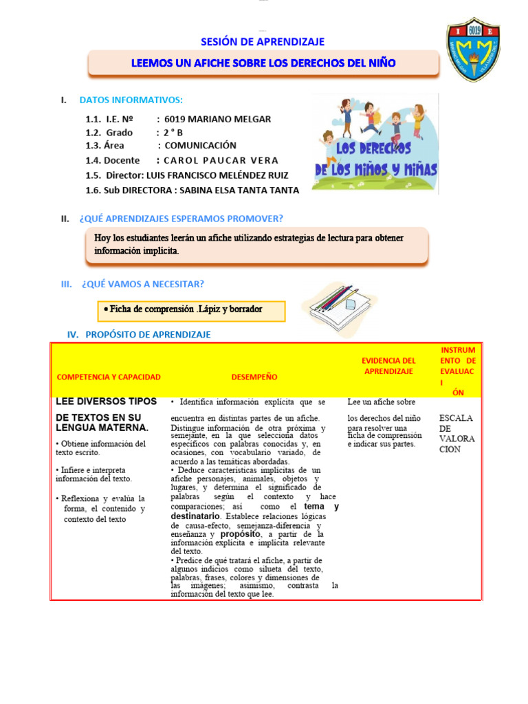 Afiche sobre los Derechos del Niño | PDF | Crecimiento personal y ...
