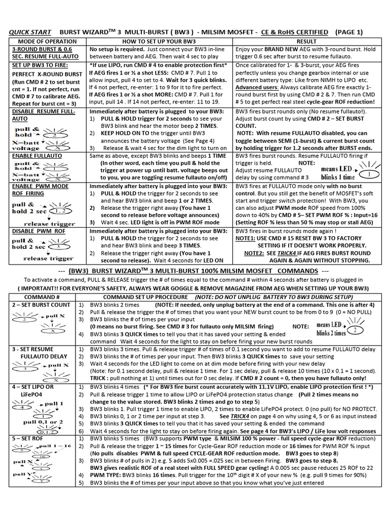 Burst Wizard Multi Burst User Manual Short1 | PDF | Trigger (Firearms ...