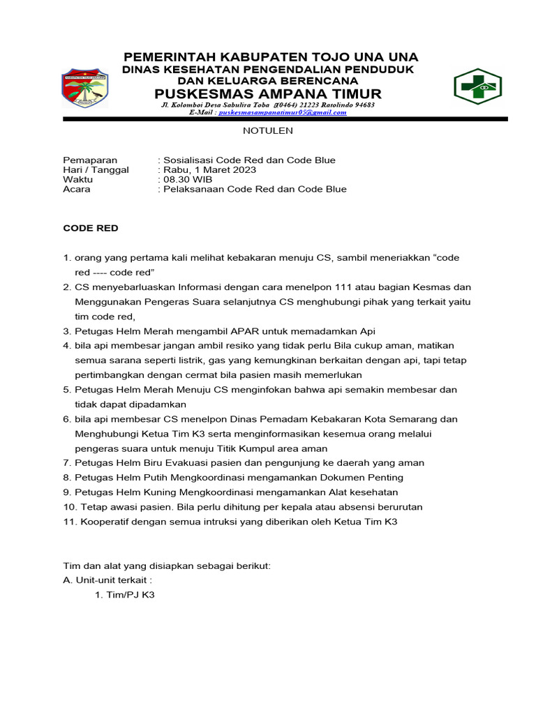 Sosialisasi Code Red Dan Code Blue | PDF
