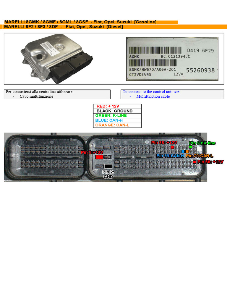Marelli 8F3 ECU Connection Guide | PDF