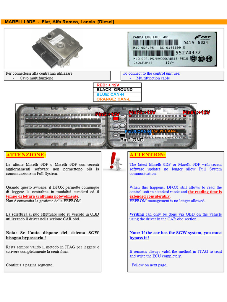 Pinout Marelli 9DF Fiat | PDF