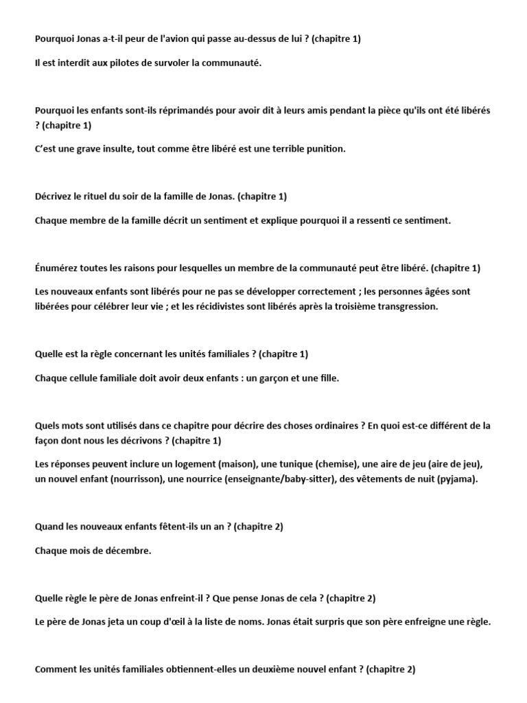 Résumé du chapitre 1 de "Le Passeur" | PDF