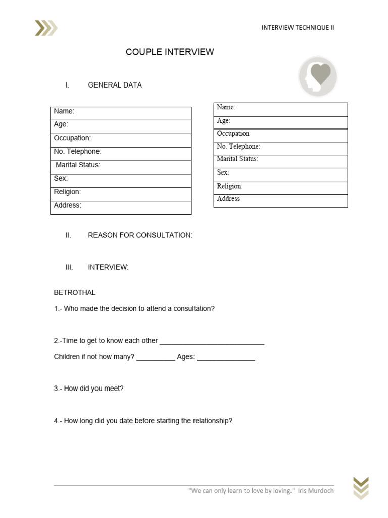 Couple Interview Format | PDF | Reason | Psychology