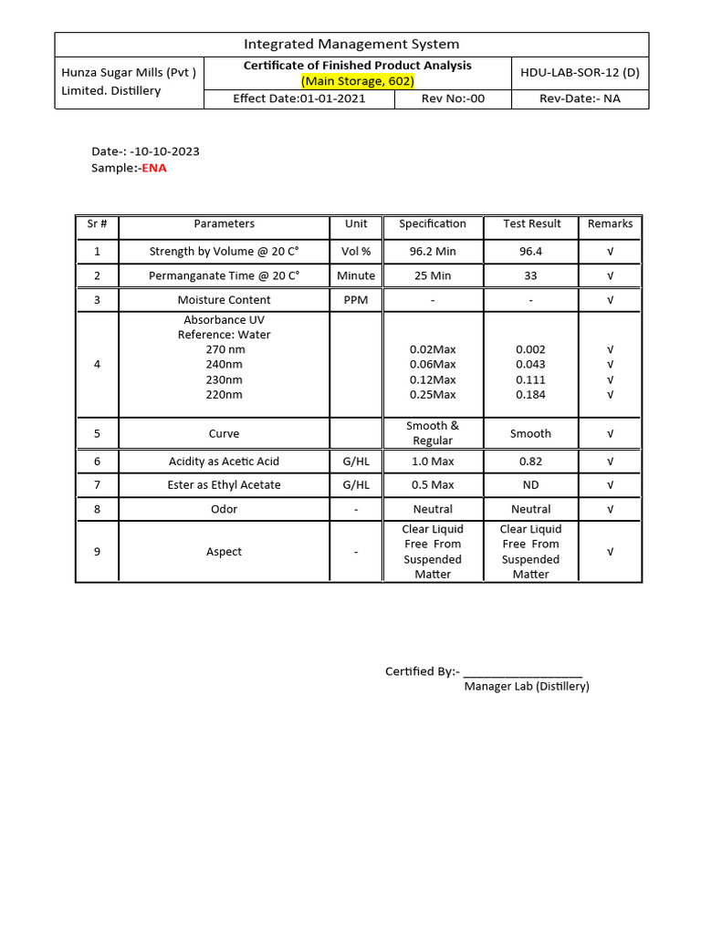 ENA - Storage Tank, 10!10!2023 | PDF | Chemical Compounds | Physical ...