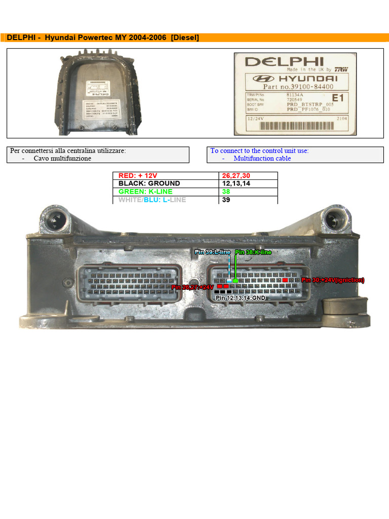 Pinout Delphi Hyundai Powertec2004-2006 | PDF