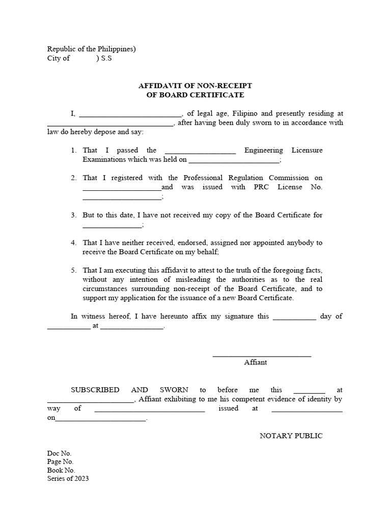 Affidavit of Non-Receipt - ID | PDF