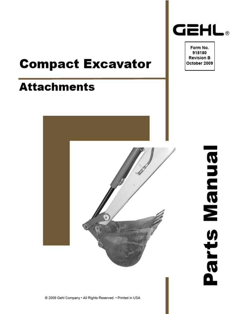 Compact Excavator Attachments Parts Manual 918180B | PDF | Screw ...