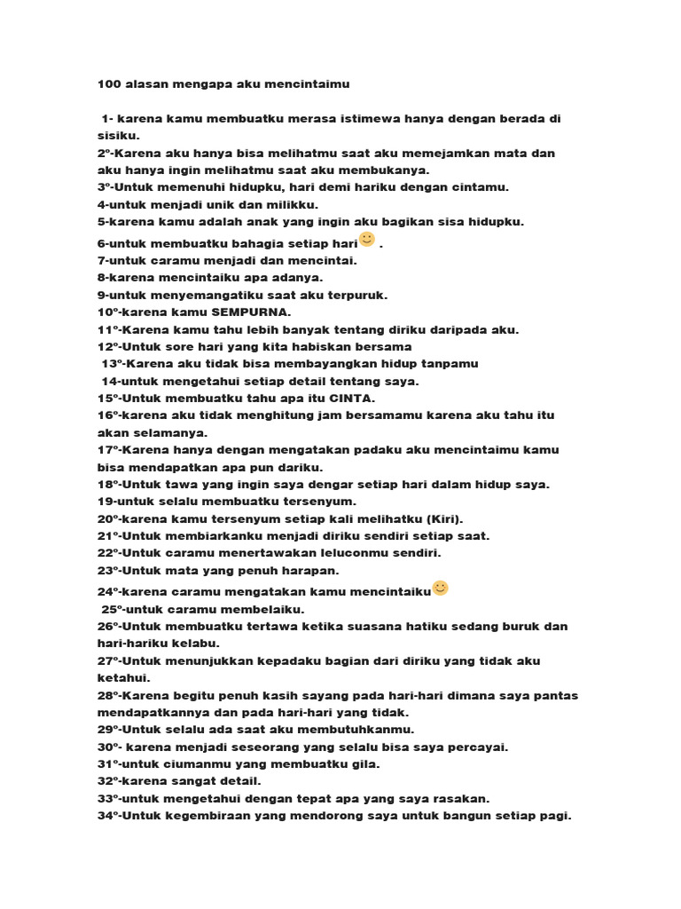 100 Alasan Mengapa Aku Mencintaimu | PDF | Griya & Taman | Seni