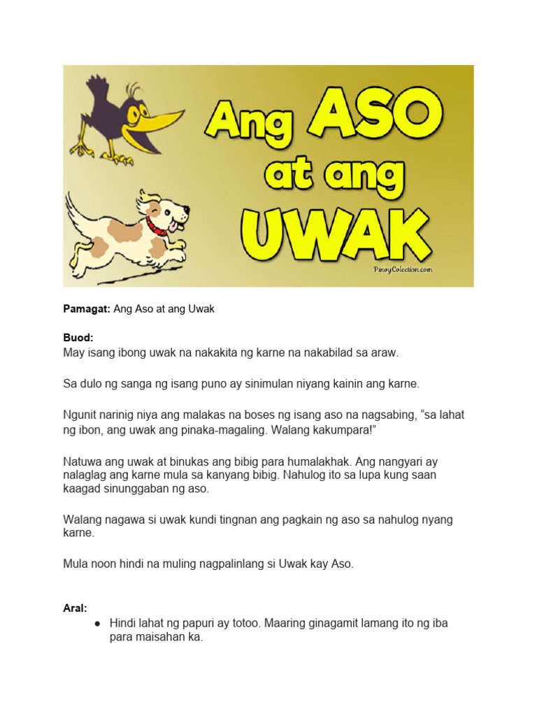 Ang Aso at Ang Uwak | PDF