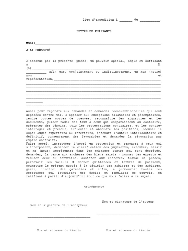 Modèle de lettre de procuration | PDF | Droit