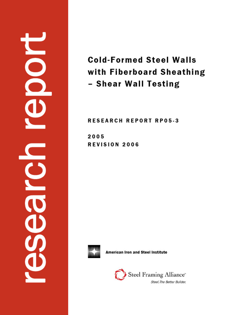 AISI RP05-3 Cold-Formed Steel Walls With Fiberboard Sheathing - Shear ...