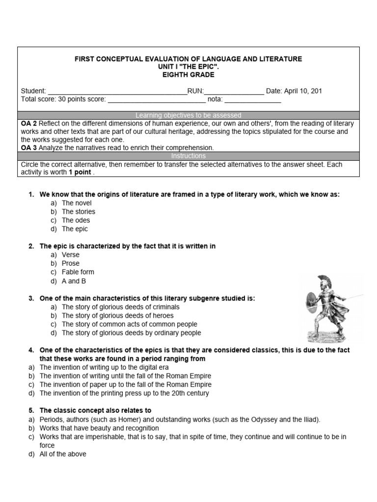 Epic 8th Grade Test | PDF
