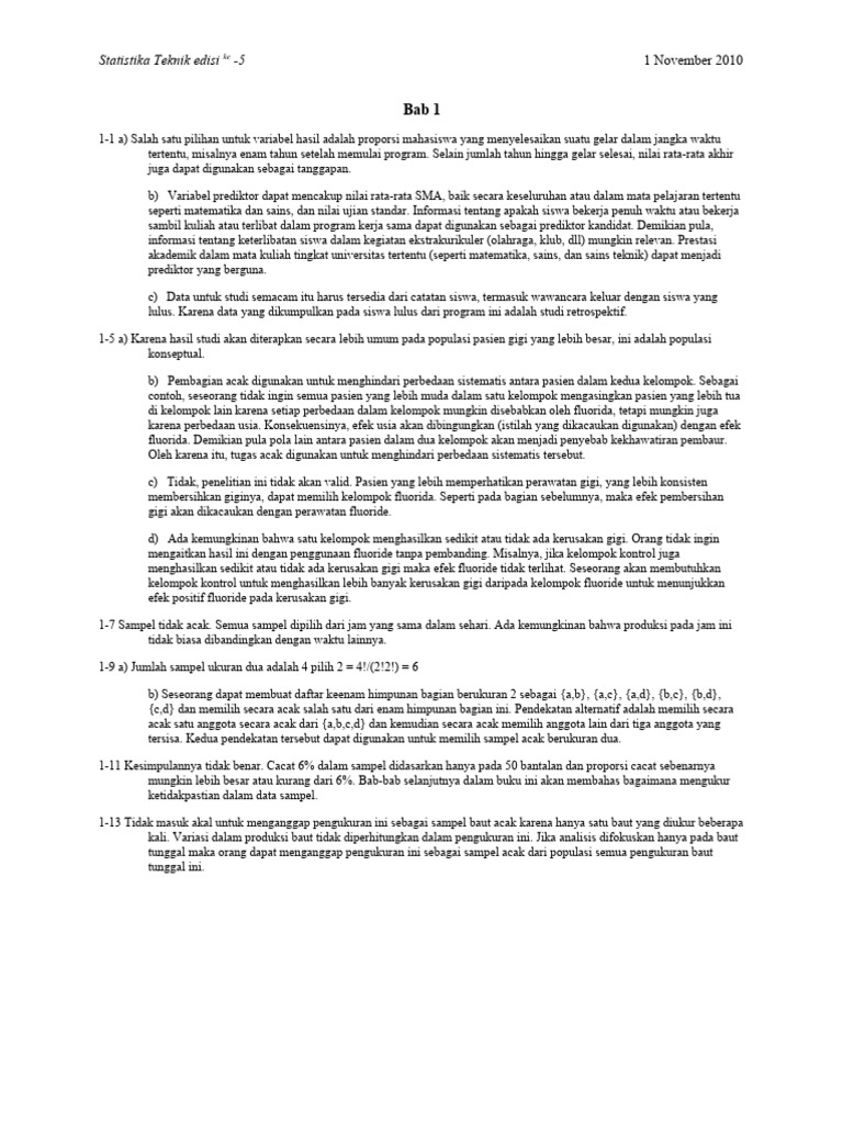 Manual Solusi Statistik Teknik Edisi Ke-5 Oleh Montgomery | PDF