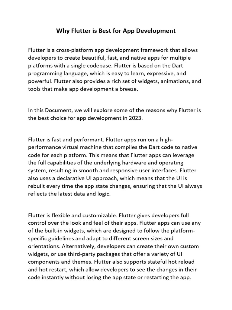 Flutter App Development Pdf Mobile App Computing