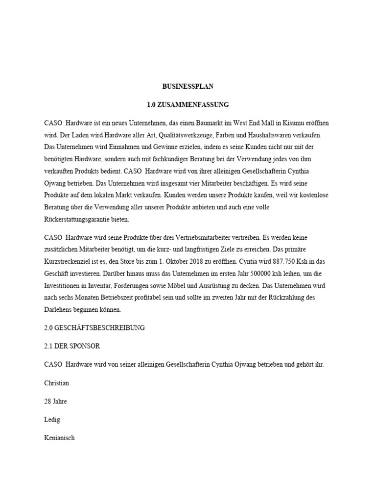 Hardware Businessplan | PDF