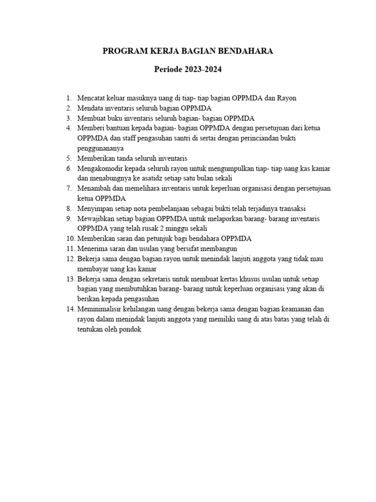 PROKER BAG. BENDAHARA 2023-2024 | PDF