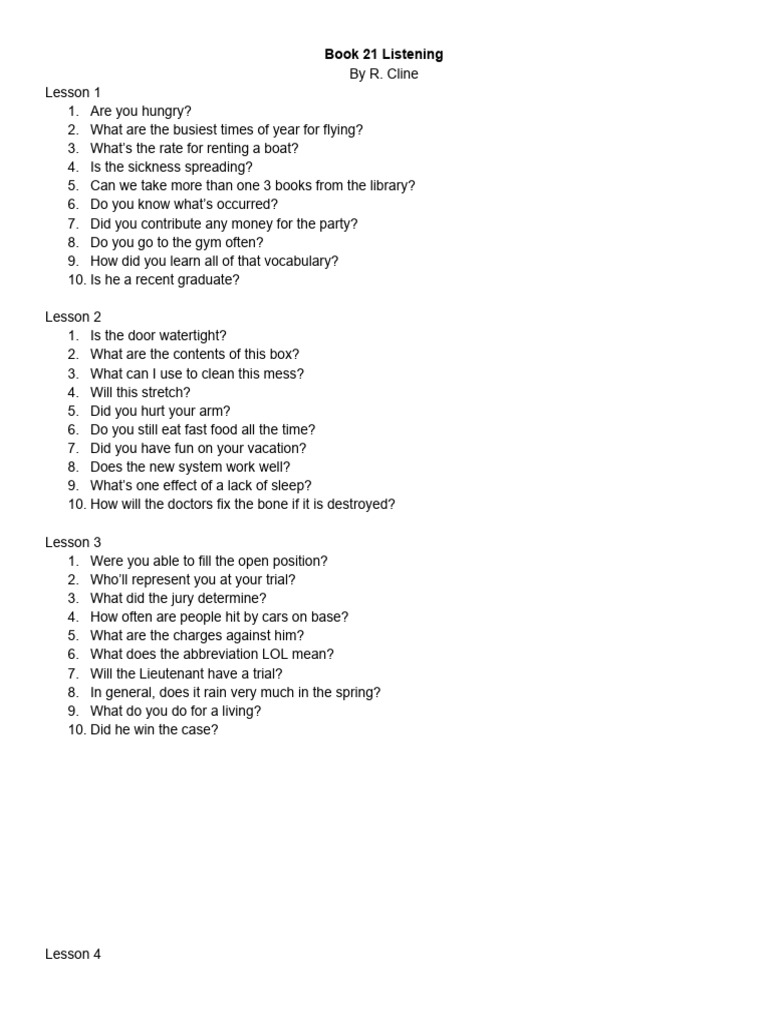 Listening Comprehension Lessons | PDF