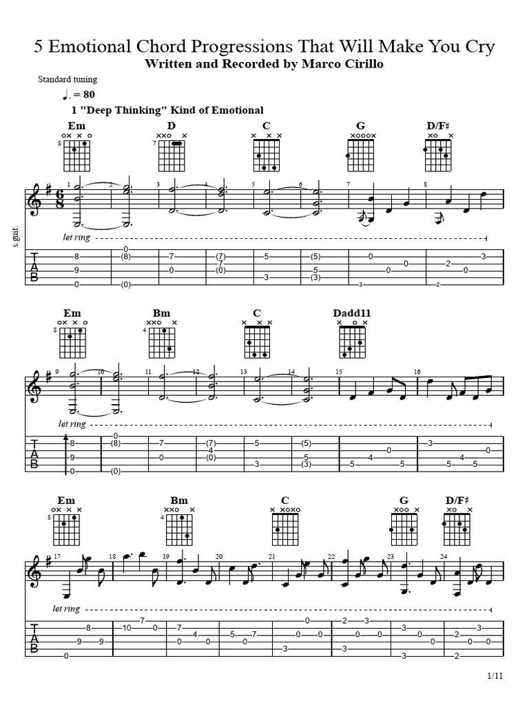 5 Emotional Chord Progressions That Will Make You Cry | PDF | Necked ...
