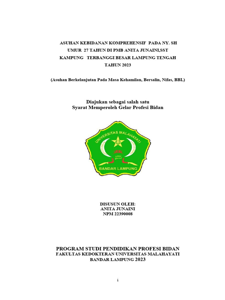 LP COC Anita Junaini Bersali, Nifas Dan BBL | PDF