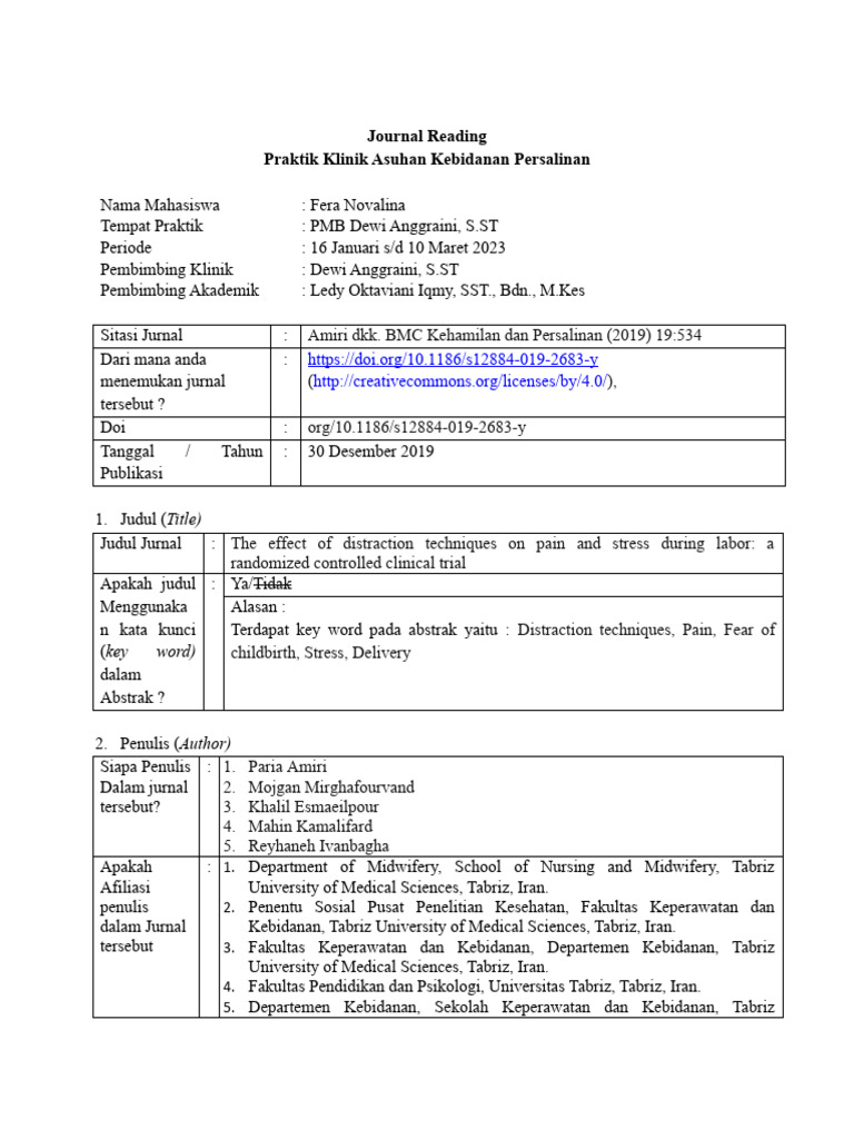 Teknik Distraksi Kurangi Nyeri Persalinan | PDF | Pengembangan Diri ...
