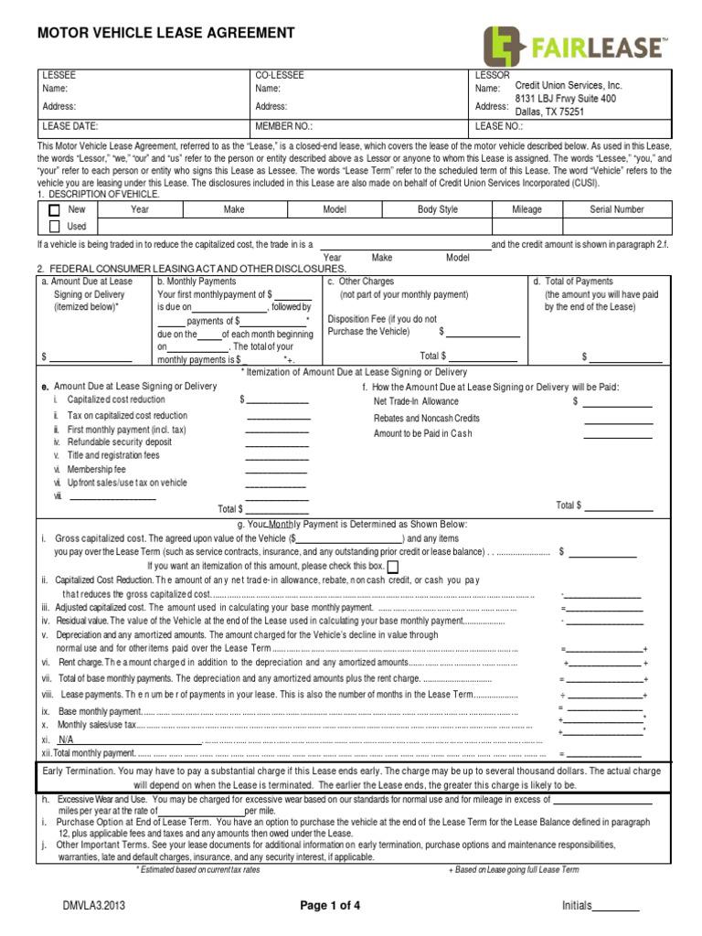 fairlease-vehicle-leasing-agreement | PDF | Insurance | Lease