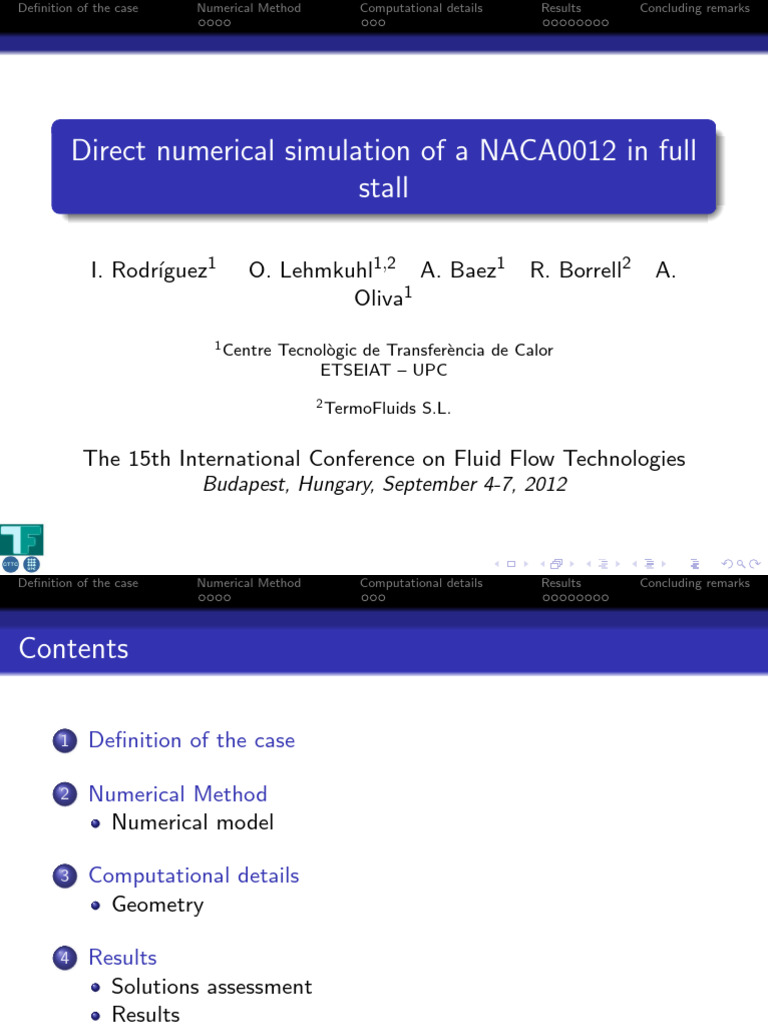 Direct Numerical Simulation of A NACA0012 in Full Stall | PDF ...