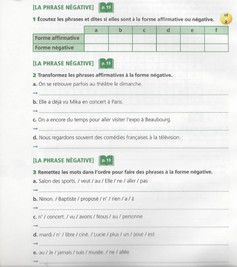 3.exercices Phrase Negative | PDF