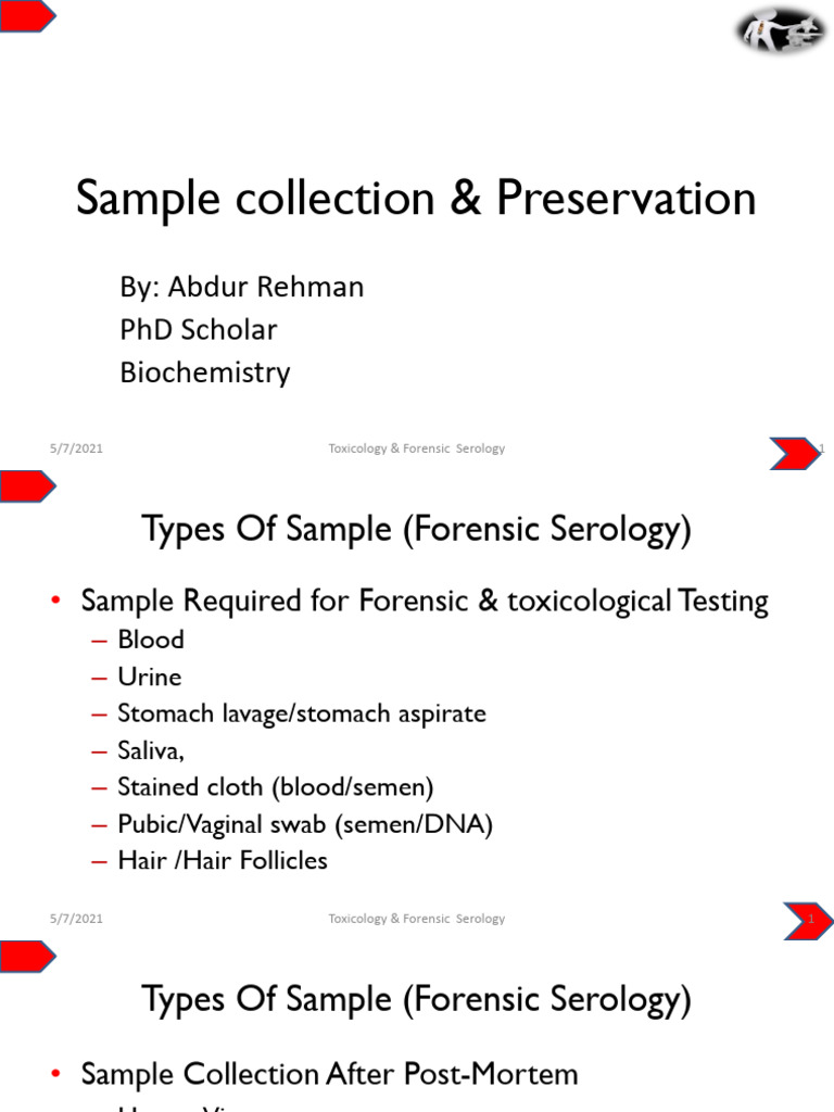 Forensic Sample Collection Guidelines | PDF | Blood | Autopsy