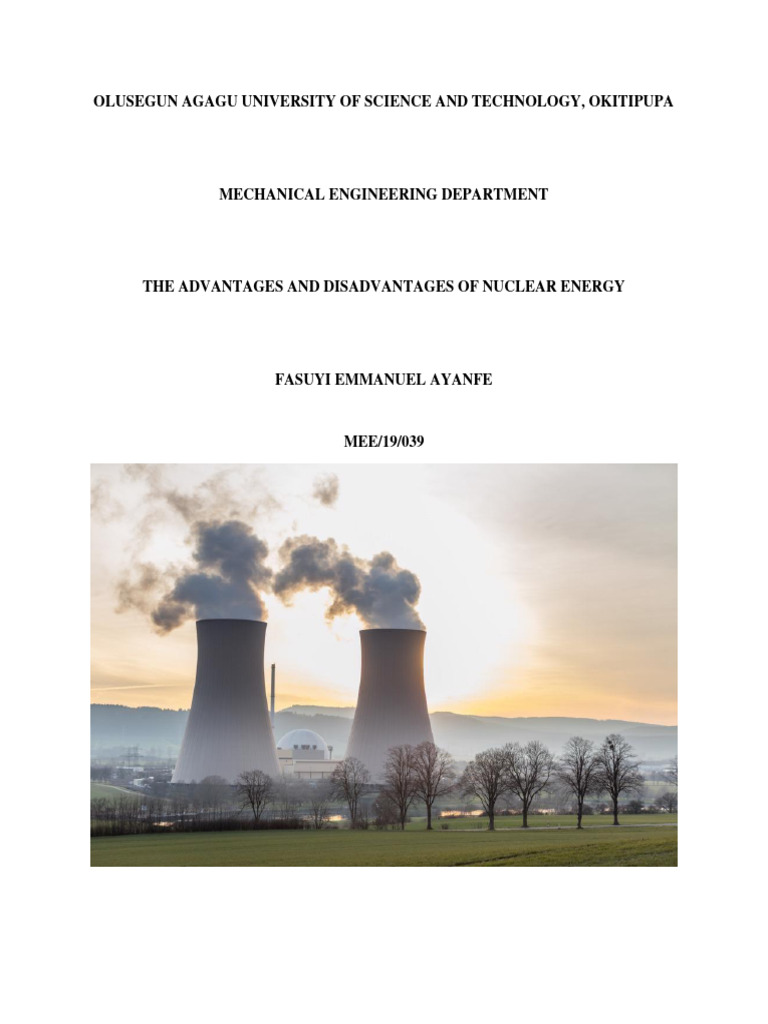 Advantages and Disadvantages of Nuclear Energy | PDF
