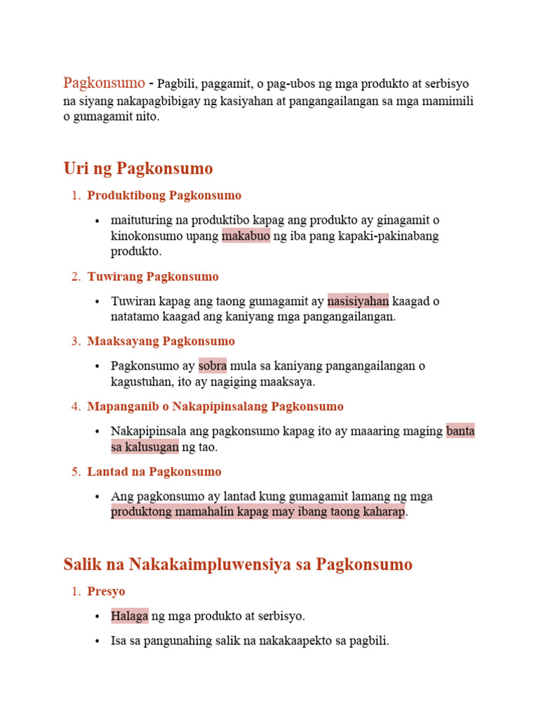 Pagkonsumo | PDF